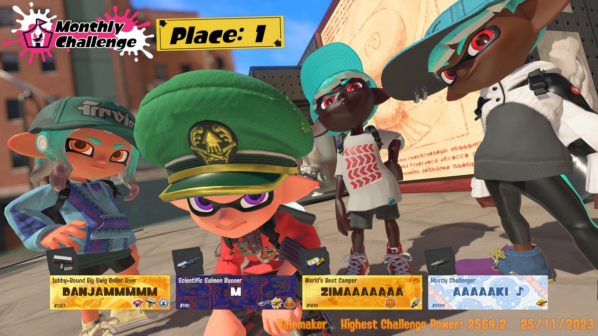 File:S3 Monthly Challenge November 2023 place 1 EU.jpg - Inkipedia, the Splatoon wiki
