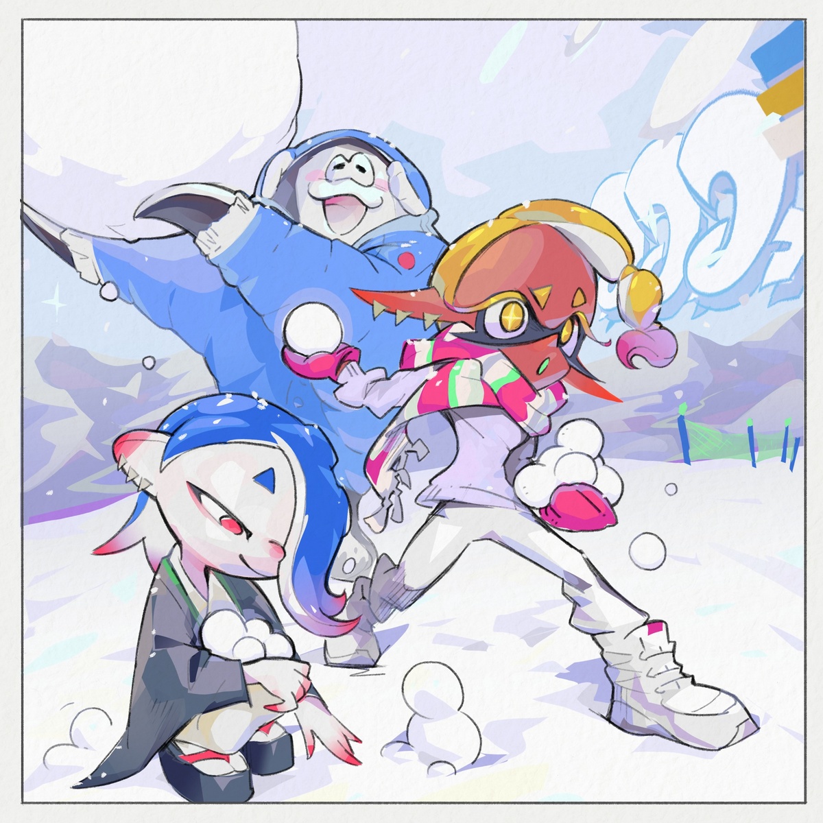 File:S3 Splatfest artwork Friends vs Family vs Solo square.jpg - Inkipedia, the Splatoon wiki