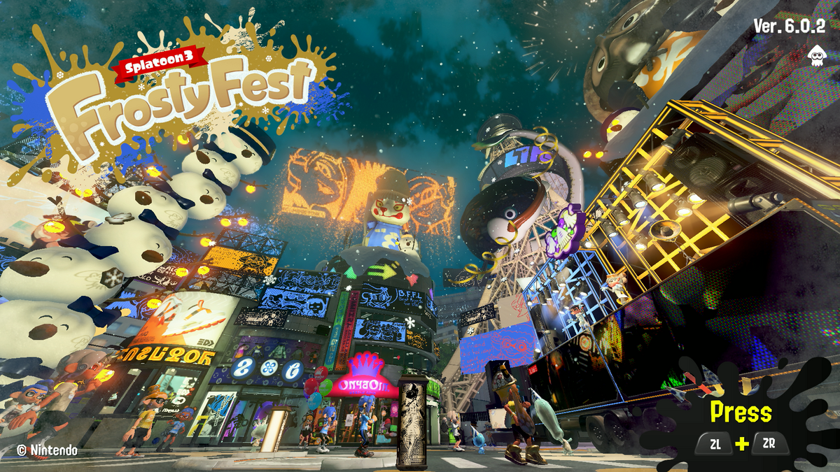 File:S3 Title Screen FrostyFest Day 2 Inkopolis Plaza.png - Inkipedia, the Splatoon wiki
