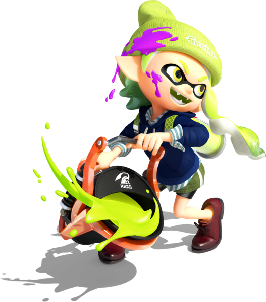 File:Splatoon 2 Inkling girl Slosher yellow (shadow).png - Inkipedia, the Splatoon wiki