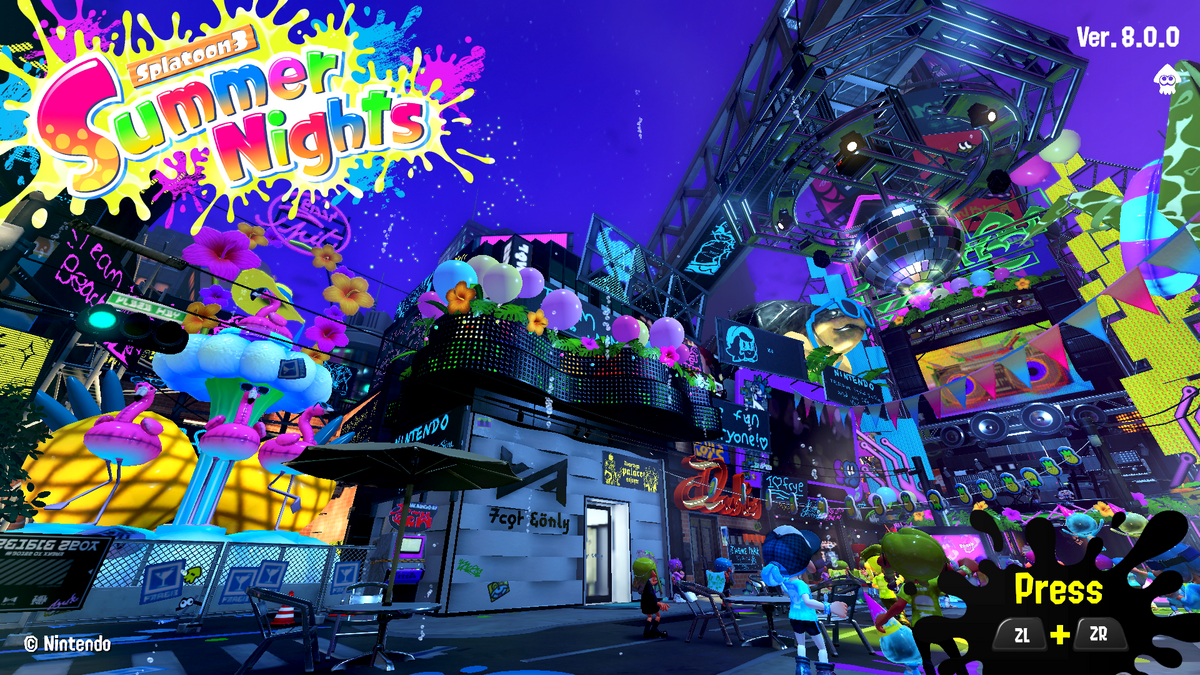 File:S3 Title Screen Summer Nights Day 2 Inkopolis Square.png - Inkipedia, the Splatoon wiki