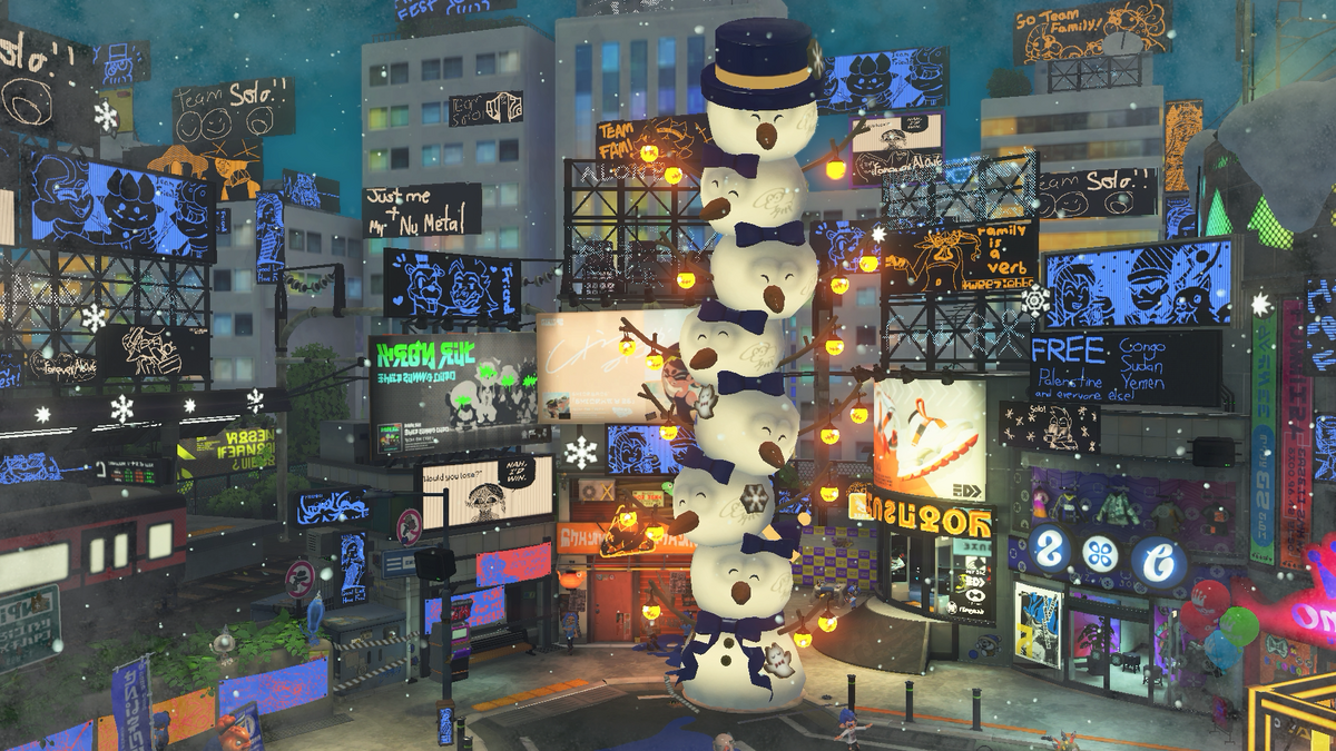 File:S3 Frostyfest Inkopolis Plaza Grizzco Snowman Tower.png - Inkipedia, the Splatoon wiki