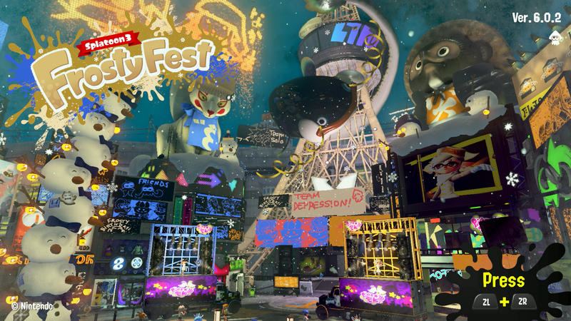 File:S3 Title Screen FrostyFest Day 1 Inkopolis Plaza.png - Inkipedia, the Splatoon wiki