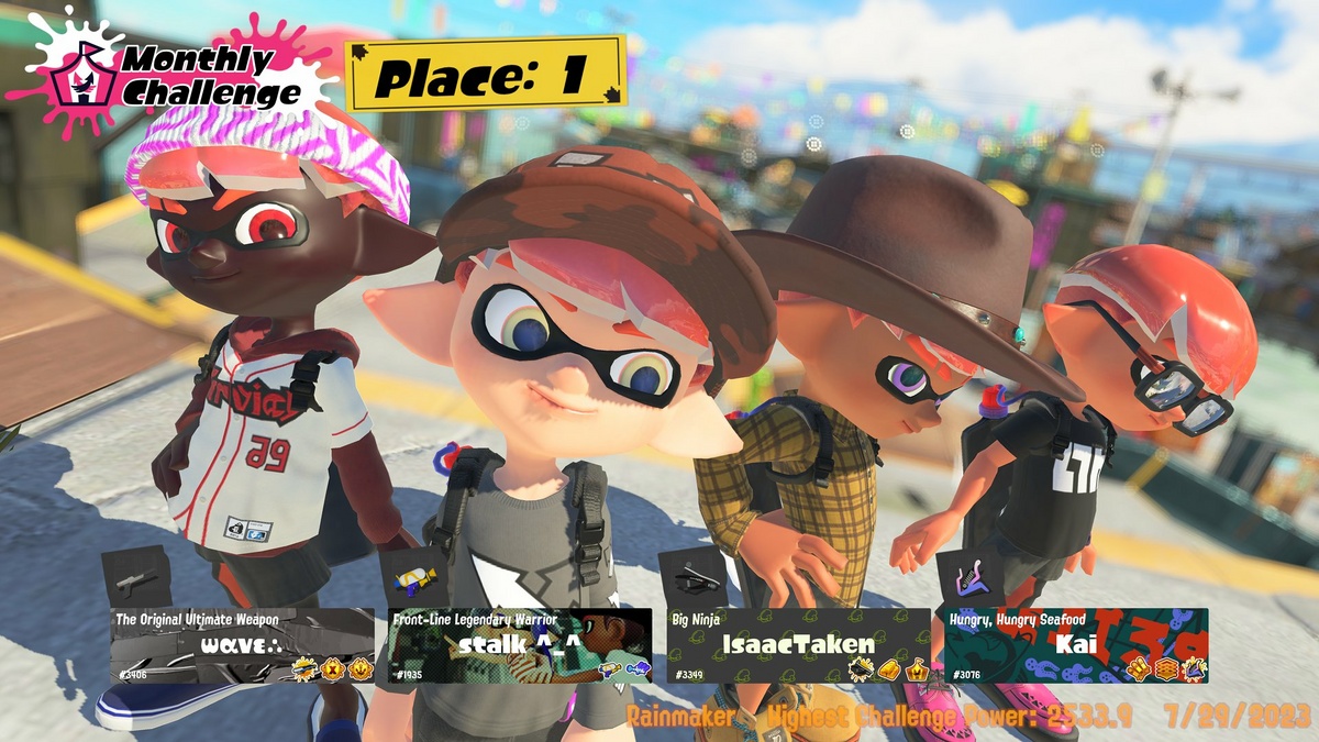 File:S3 Monthly Challenge July 2023 place 1 NA.jpg - Inkipedia, the Splatoon wiki