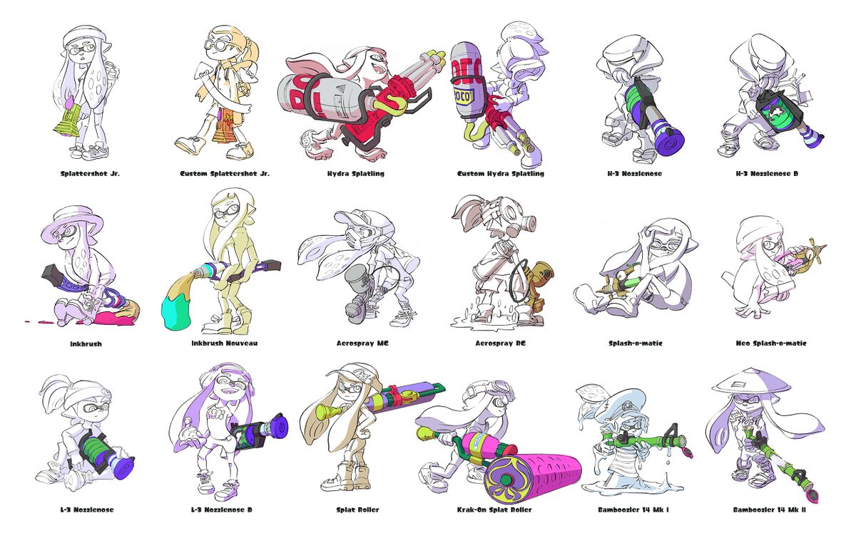File:Art of main weapons in Splatoon set 2.jpg - Inkipedia, the ...