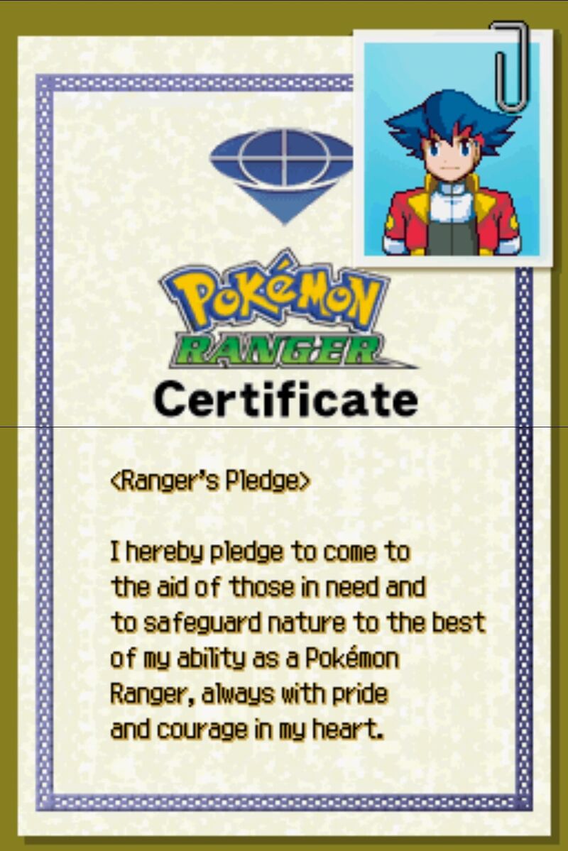 File:Pokemon Ranger Ranger Certificate.jpg — StrategyWiki | Strategy ...