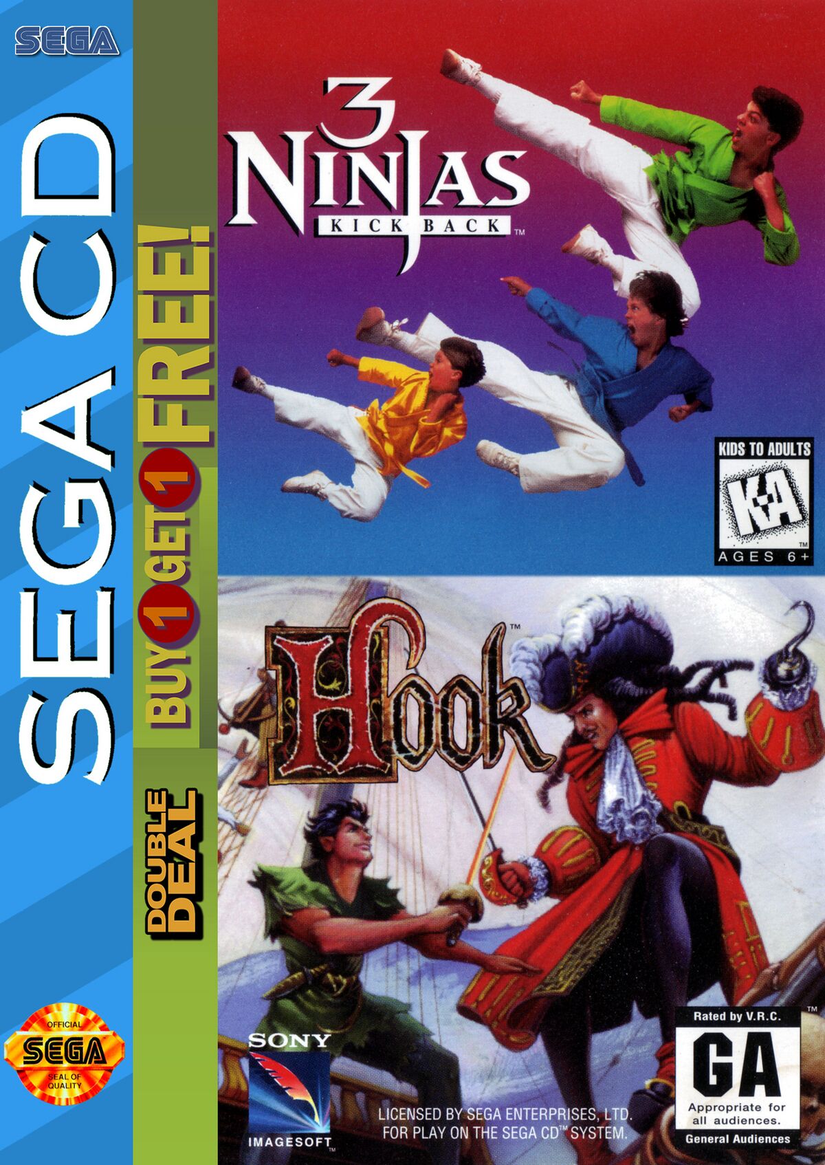 File:3 Ninjas Kick Back Hook Sega CD box combo.jpg — StrategyWiki | Strategy guide and game ...