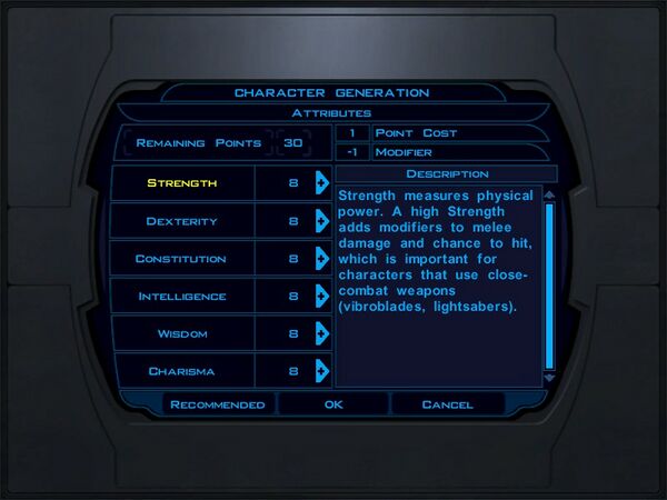 Star Wars: Knights of the Old Republic/Character generation ...