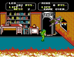 Teenage Mutant Ninja Turtles (arcade)/Scene 1: Fire! We gotta get April ...