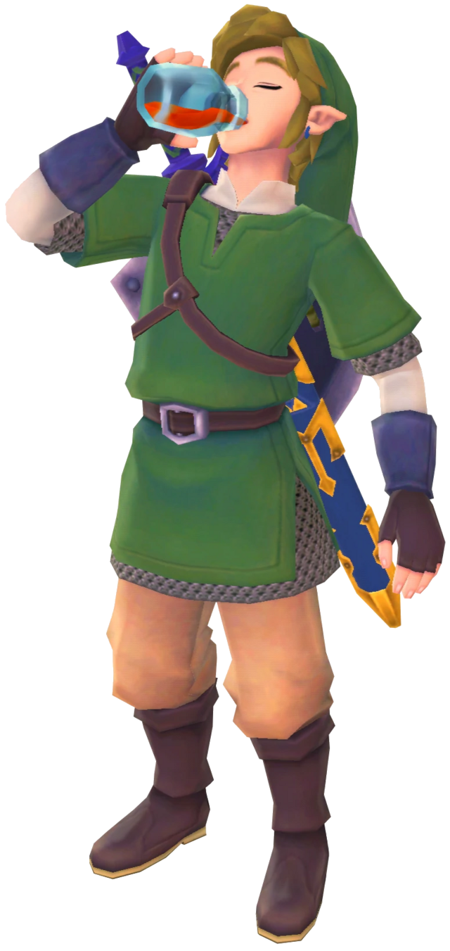 File:SS Link Drinking Heart Potion Render.png - Zelda Wiki